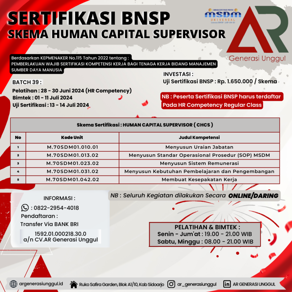 CERTIFICATION BNSP – AR Generasi Unggul